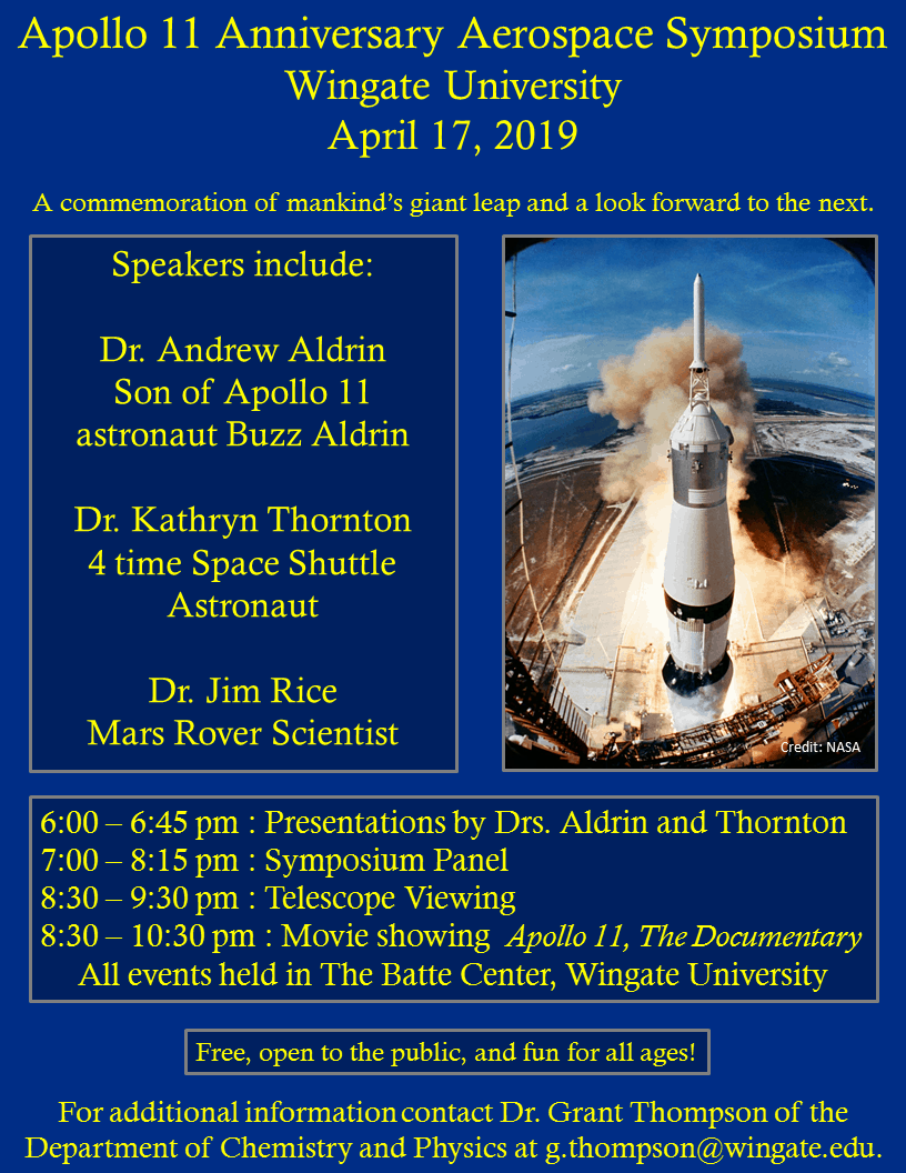 Apollo 11 50th Anniversary Aerospace Symposium at Wingate University ...