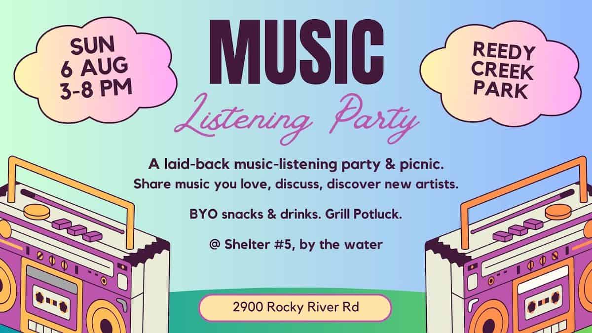Music Listening Party and Picnic at Reedy Creek park - Charlotte On The ...