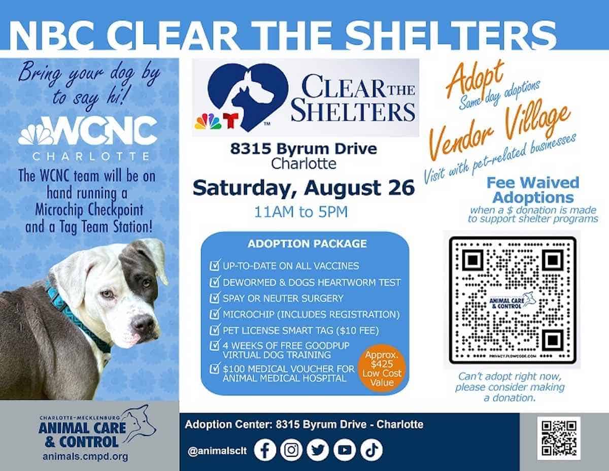 Clear the Shelters Event at Animal Care & Control Aug 26(adoptions fees ...