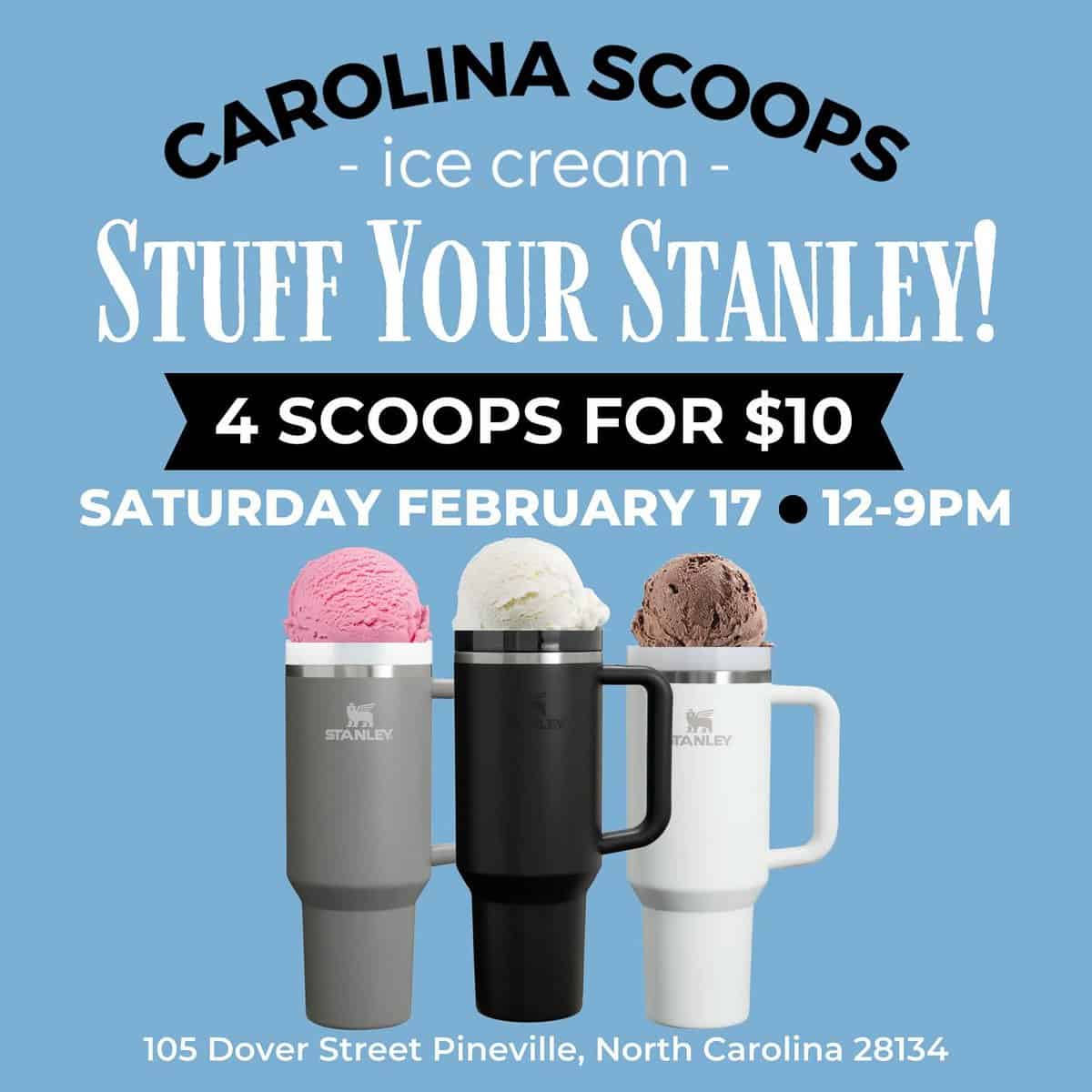Stuff Your Stanley at Carolina Scoops: 4 scoops of ice cream in your ...