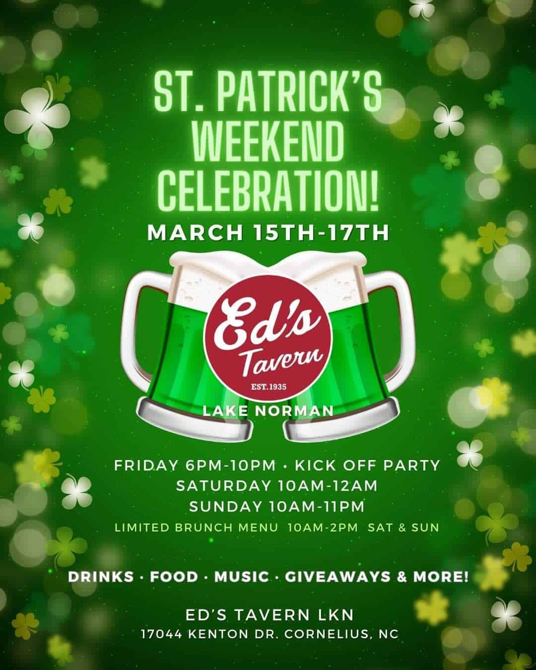 St. Patrick's Weekend Celebration at Ed's Tavern LKN - Charlotte On The ...