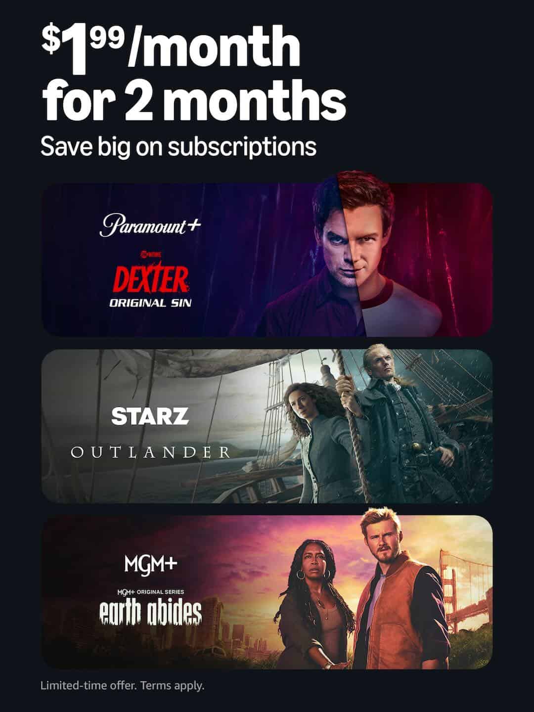 Digital Week Deals on Subscriptions: $1.99/month for Paramount+, Starz ...