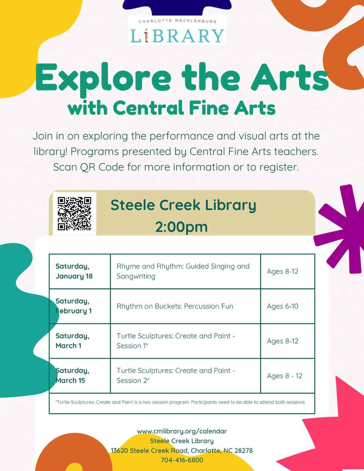 Explore the Arts with Central Fine Arts: free classes at Steele Creek ...