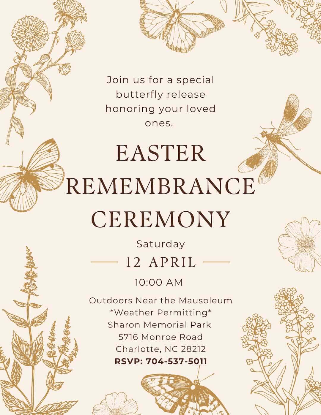 Easter Remembrance Ceremony and Butterfly Release at Sharon Memorial ...