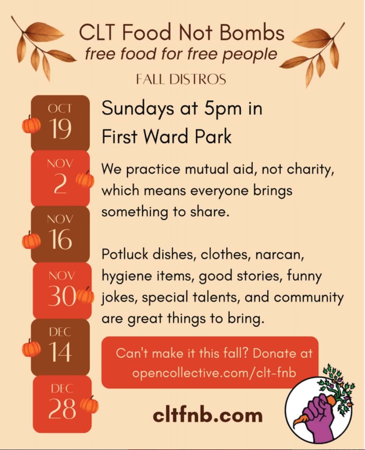 CLT Food Not Bombs: Free Food Dec. 14 - Charlotte On The Cheap