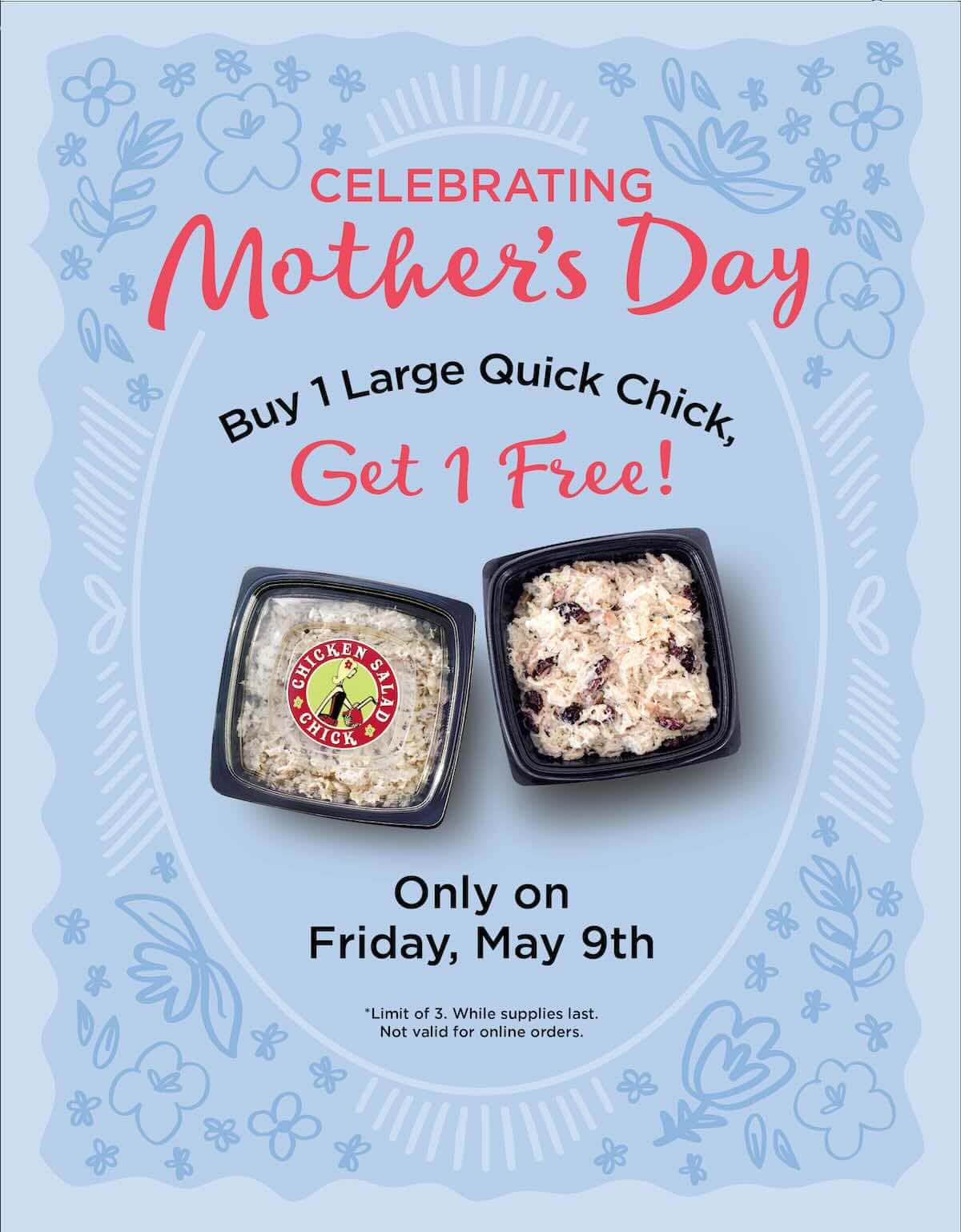 Chicken Salad Chick: BOGO Deal for Mother's Day May 9 - Charlotte On ...