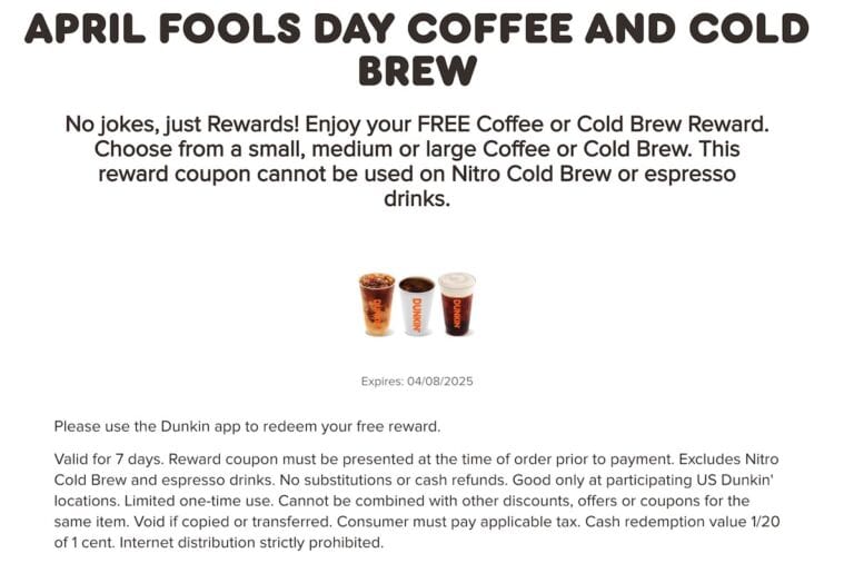 Dunkin’ gives away one million free hot coffees or cold brews (any size ...