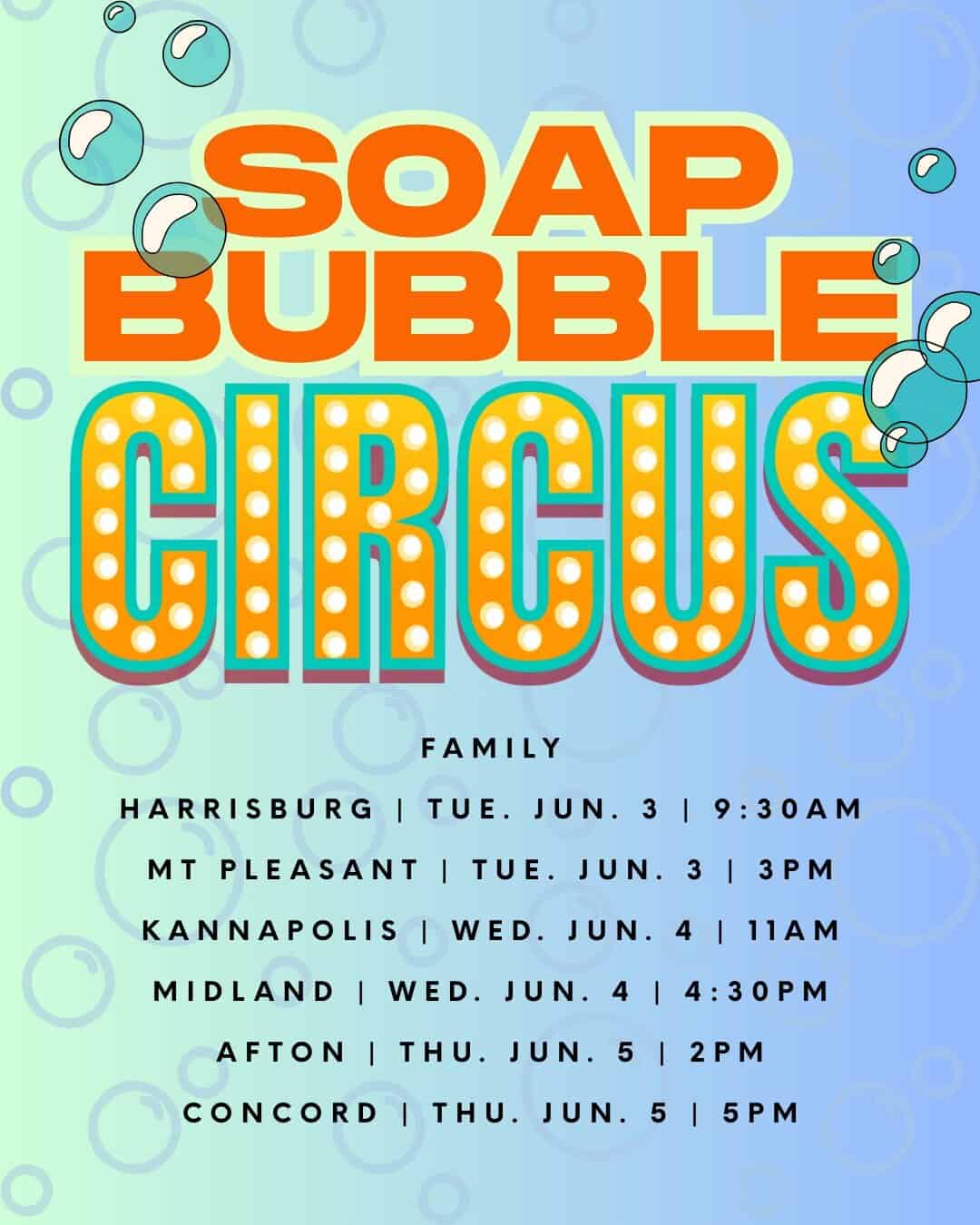 Soap Bubble Circus coming to Cabarrus County Library (multiple ...