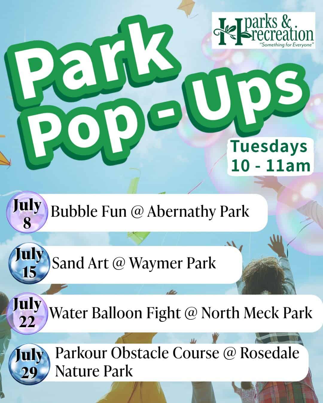 Park Pop-Ups at Huntersville Parks - free drop-in activities for kids ...