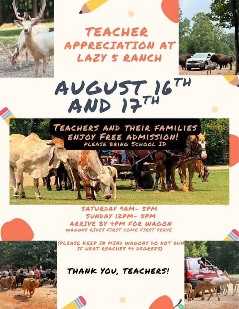 Teacher Appreciation Days at Lazy 5 Ranch Aug. 16-17: Teachers and ...