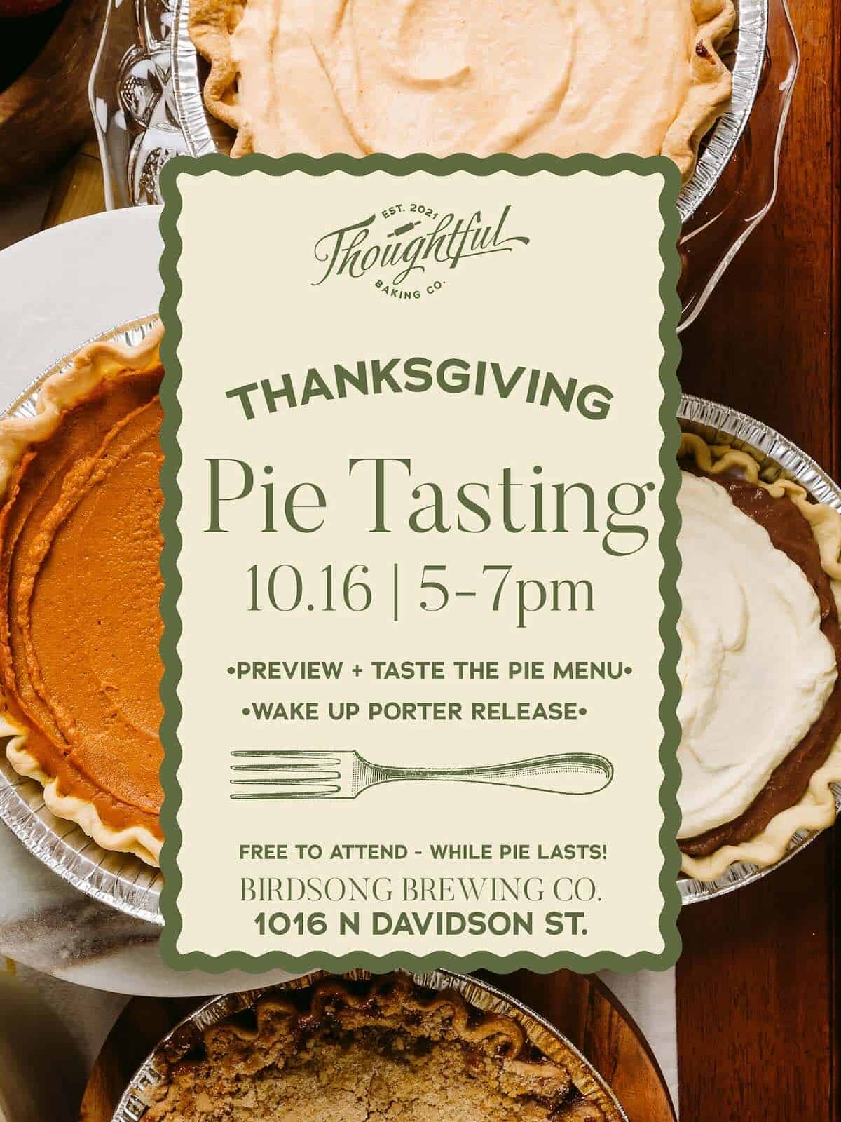 Free Thoughtful Banking Co. Pie Tasting at Birdsong Brewing Oct. 16 ...