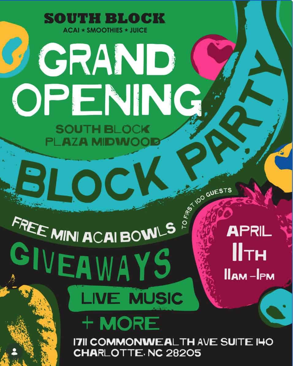 South Block Grand Opening in Plaza Midwood Apr. 11: free Mini Acai ...