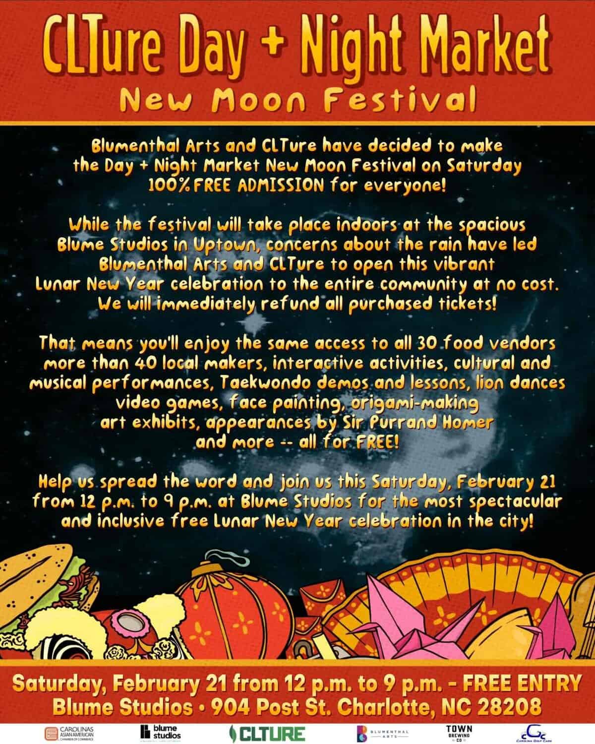 Update to CLTure Day + Night Market - New Moon Festival on Feb. 21: Now ...