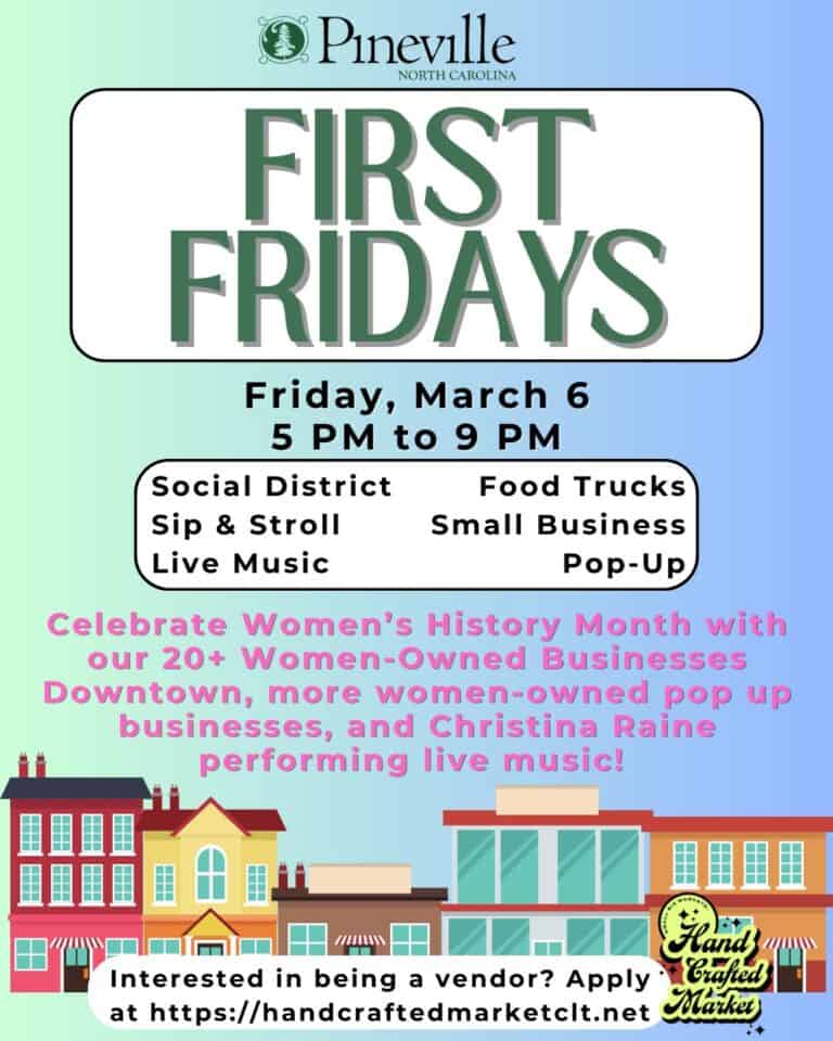 First Fridays in Pineville Mar. 6 - music, sip & stroll, more ...