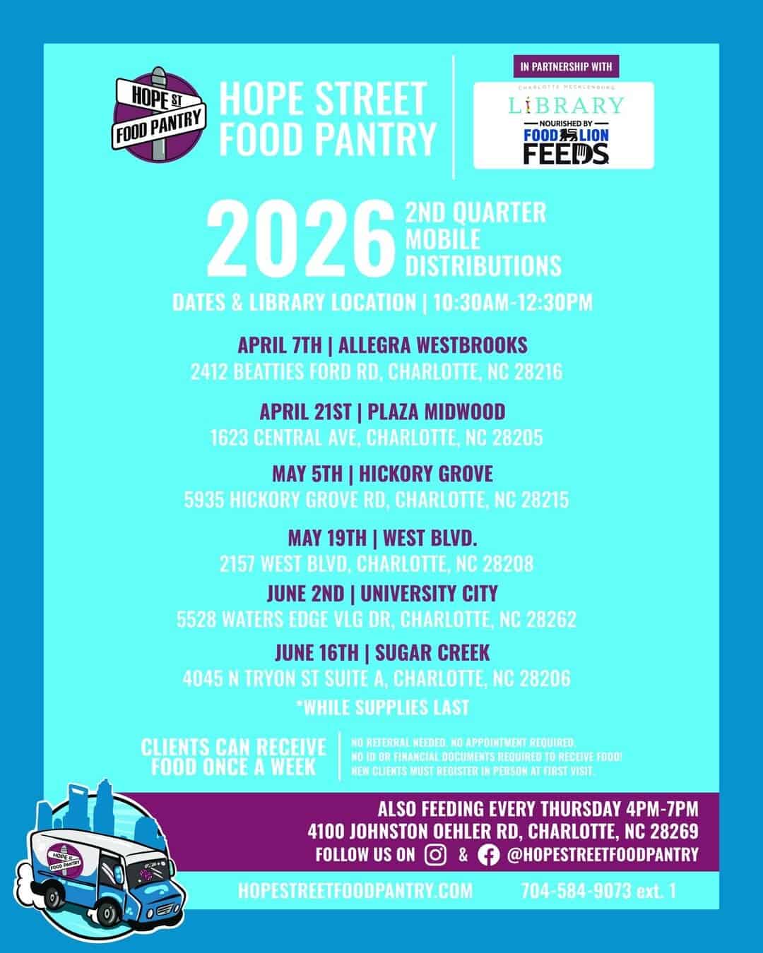 Hope Street Food Pantry Food Distribution on Thursdays - Charlotte On ...