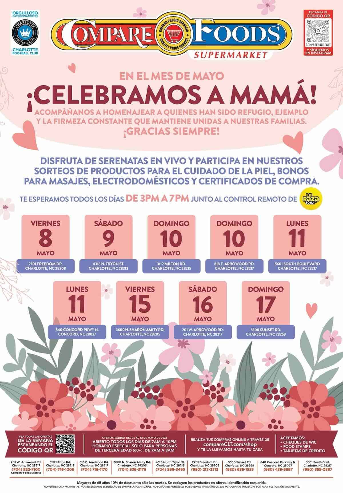 Free Mother's Day Celebrations at Compare Foods Charlotte: music ...